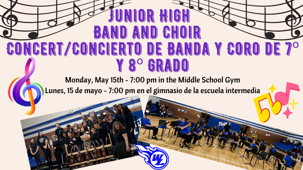 Junior High Band and Choir Concert - Monday, May 15th | Middle School